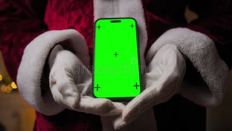 Santa Claus Holding a Phone with Green Screen Stock Video - Video of ...