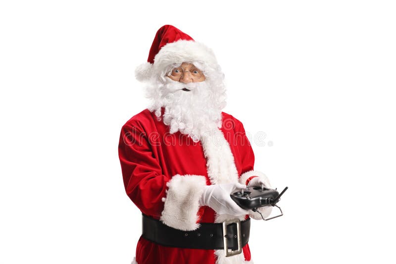 Santa Claus Holding a Remote Controller for a Drone Stock Photo - Image ...