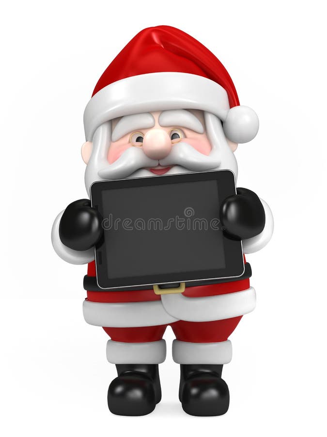 Santa Claus and Holding Tablet Stock Illustration - Illustration of ...