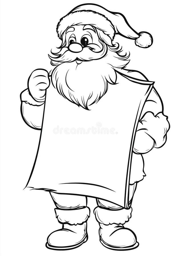 Santa Claus Holds a Blank Sign Coloring Book Stock Illustration ...