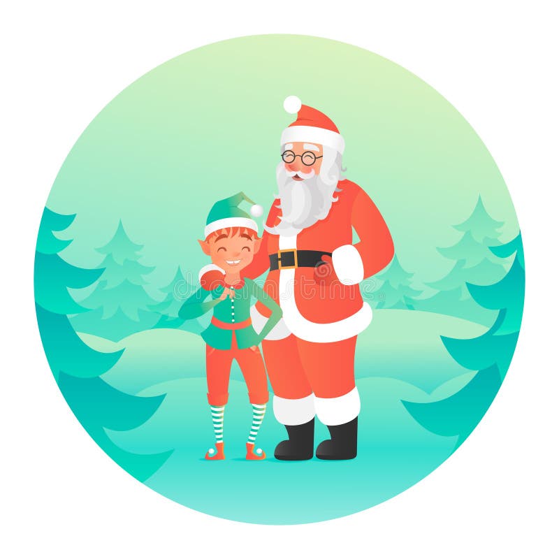 Santa Claus Carrying Big Sack on His Shoulder. Cute Christmas Character ...