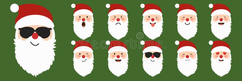 Santa Claus Illustrations with Various Expressions and Activities Stock ...