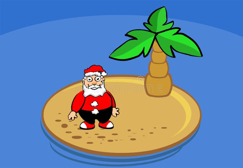 Santa claus on island stock illustration. Illustration of winter - 7239509
