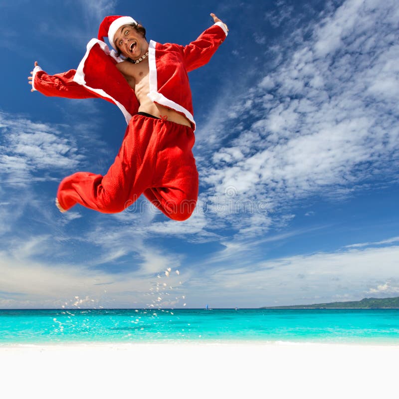 Santa Claus on the Beach stock image. Image of season - 27777293