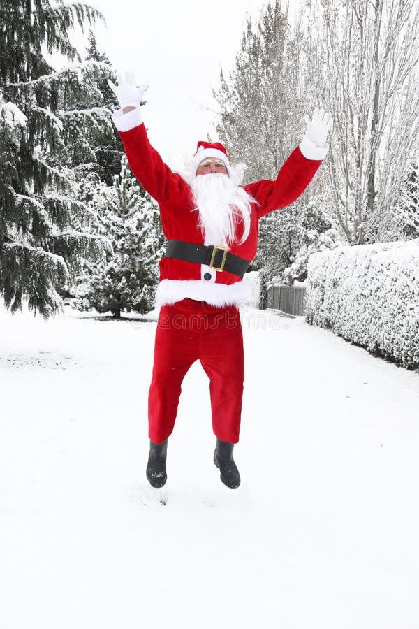 Santa Claus jumping stock image. Image of outside, snow - 103249307