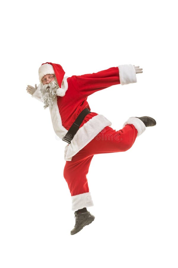 Santa Claus with Jumping in the Studio Stock Image - Image of character ...