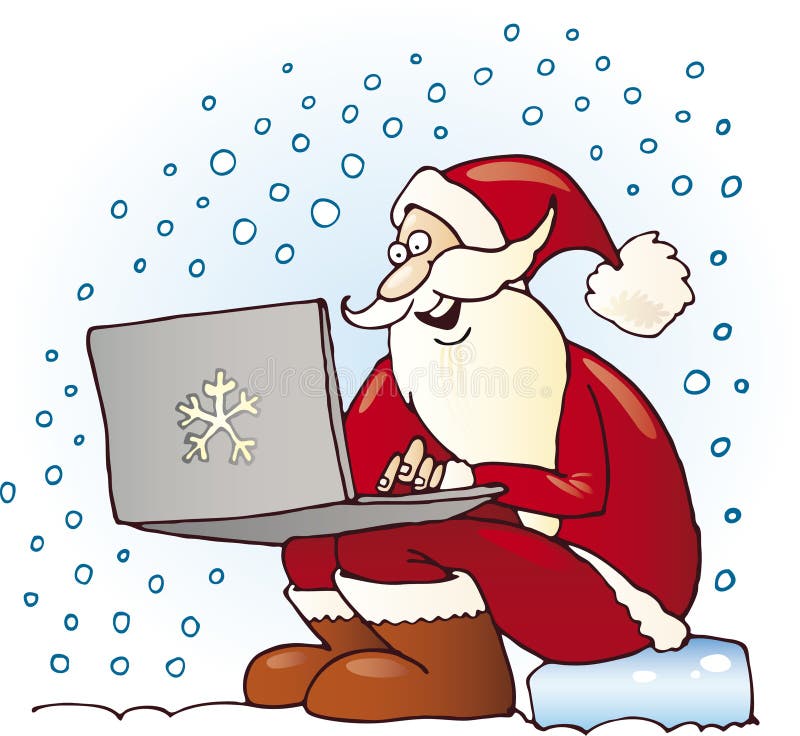 Santa Claus Laptop Computer 2 Stock Illustration - Illustration of ...