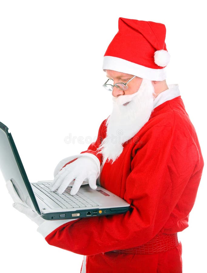 Santa Claus with Laptop stock image. Image of hands, keyboard - 60425645