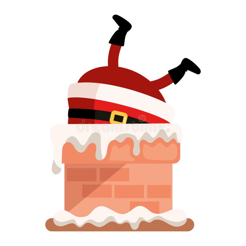 Santa Claus Legs on Chimney Stock Illustration - Illustration of house ...
