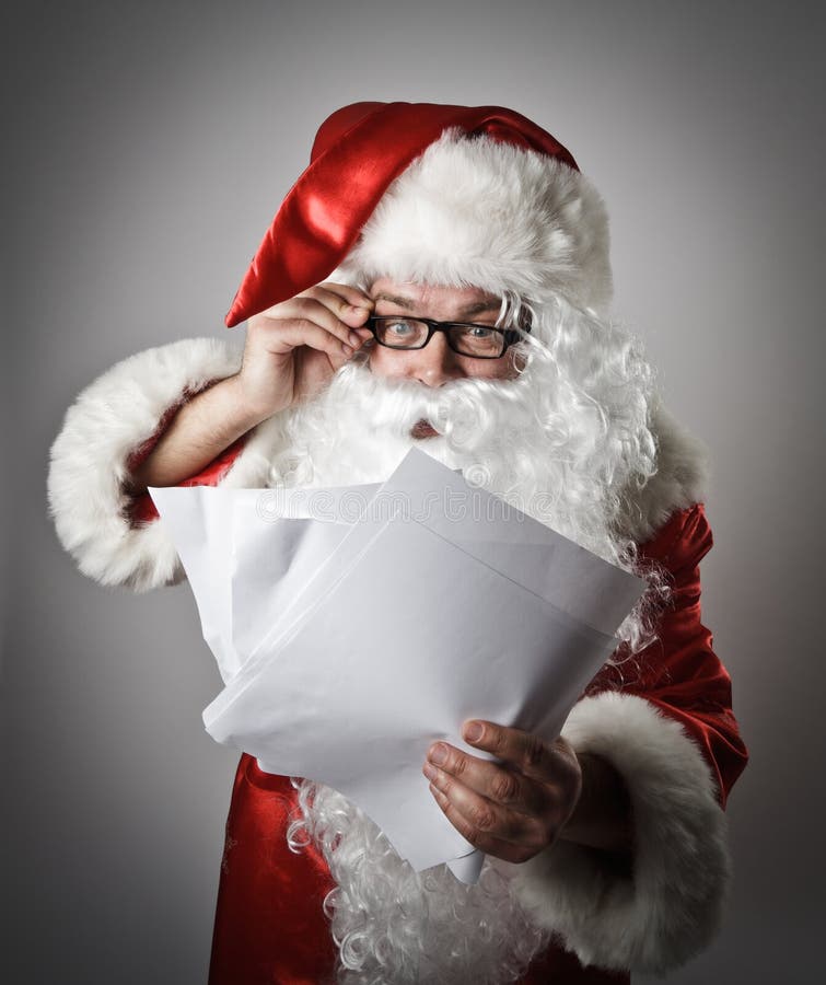 Santa Claus and letters stock image. Image of holds, correspondence ...
