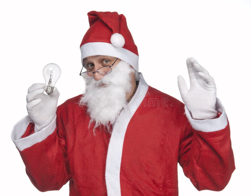 Santa Claus with a Light Bulb Stock Photo - Image of design, horizontal ...