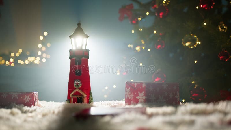 Santa Claus Lighthouse Flashes on Christmas Night Stock Video - Video ...
