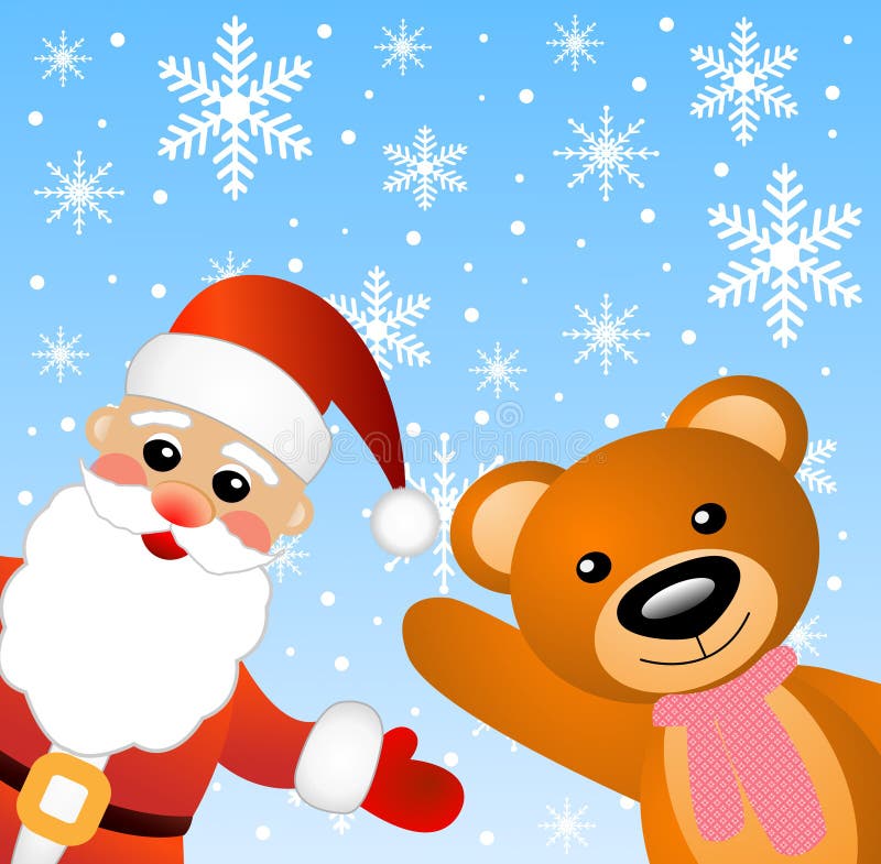 Santa Claus and Little Bear Stock Illustration - Illustration of ...