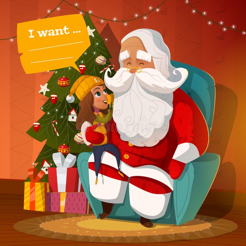 Cartoon Kid Want Santa Stock Illustrations – 8 Cartoon Kid Want Santa ...