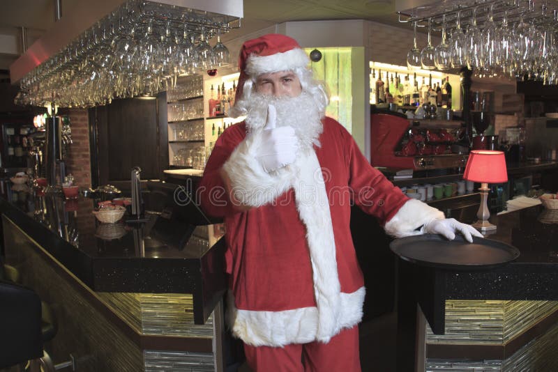 Santa Claus Sleep at the Bar. Too Drunk Stock Photo - Image of looking ...