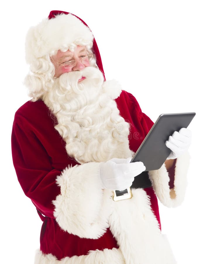 Santa Claus with tablet stock image. Image of present - 60632517