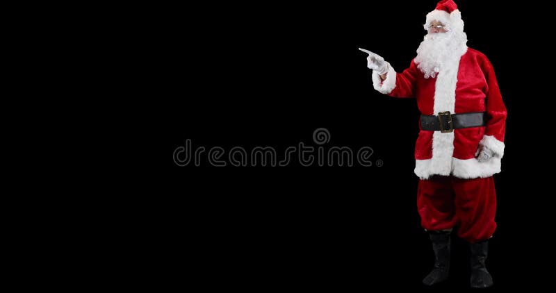 Santa Gesturing Left on Black with Copy Space Stock Video - Video of ...