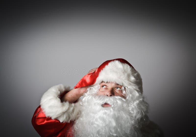 Santa Claus is looking up stock image. Image of interest - 64137733
