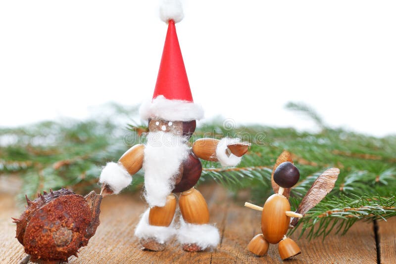 Santa Claus Made of Chestnuts,acorns and Beechnuts Stock Image - Image ...