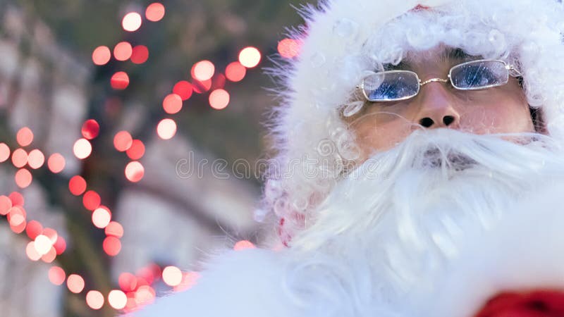 Santa Claus Magic Christmas Lights in Night Stock Photo - Image of ...
