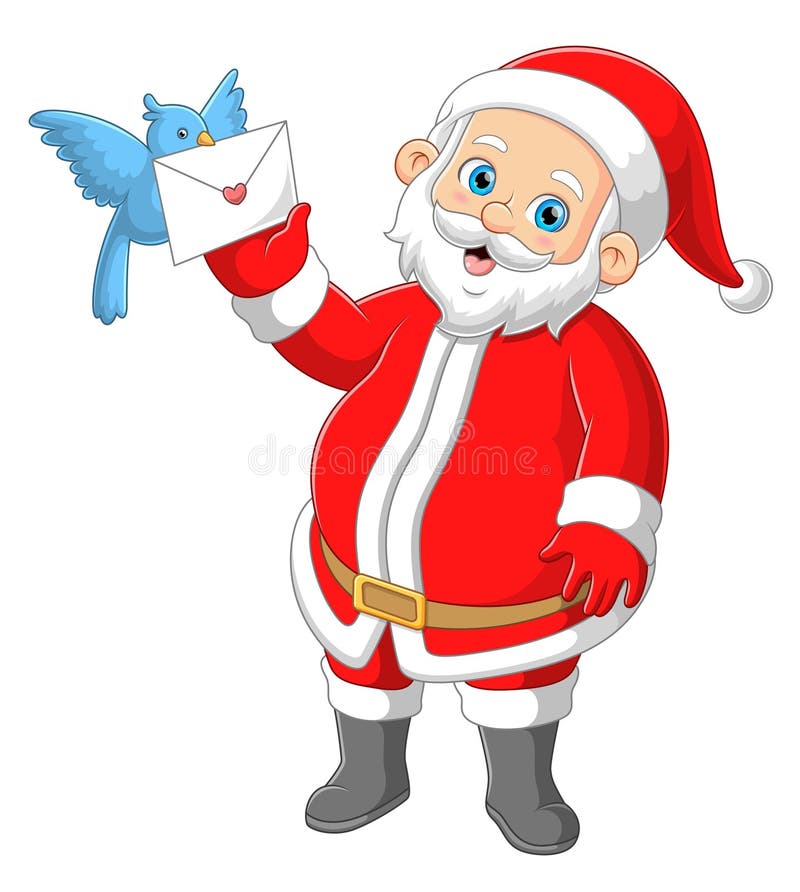 Santa Claus and a Magic Dove Holding a Letter Stock Vector ...