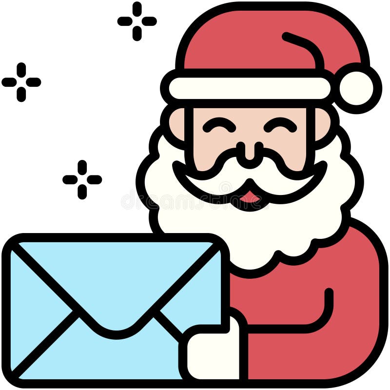 Santa Claus with Mail Icon, Christmas Related Vector Illustration Stock ...