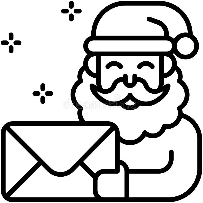 Santa Claus with Mail Icon, Christmas Related Vector Illustration Stock ...