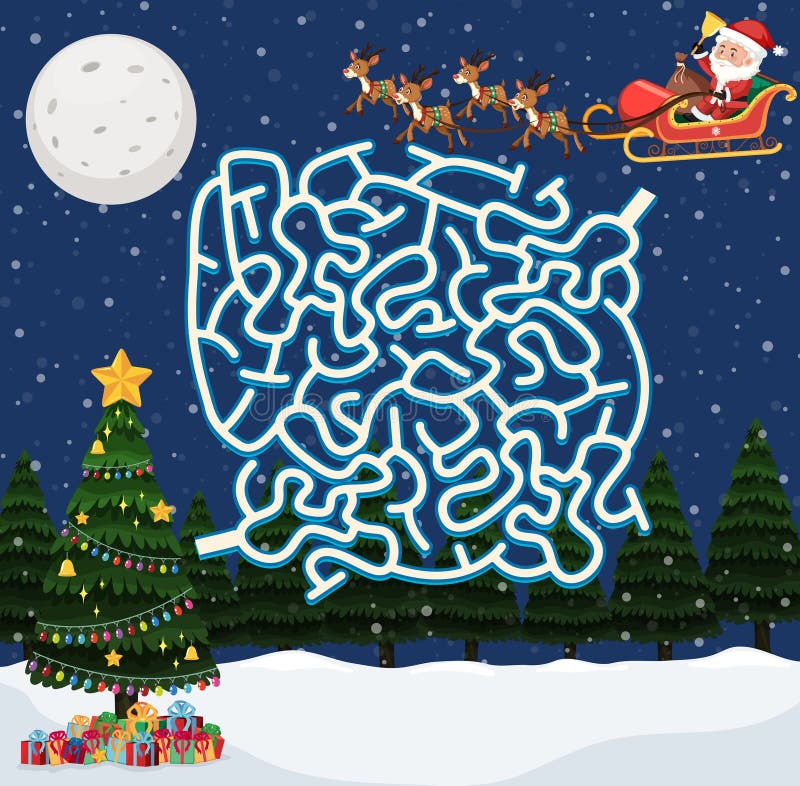 Santa maze stock vector. Illustration of maze, brain - 55802517