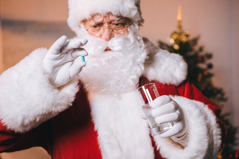 Santa Claus with Medicines in Hand Stock Photo - Image of senior ...