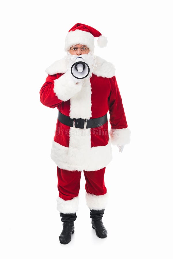 Shocked Santa Holding Wishlist and Looking at Camera Stock Image ...