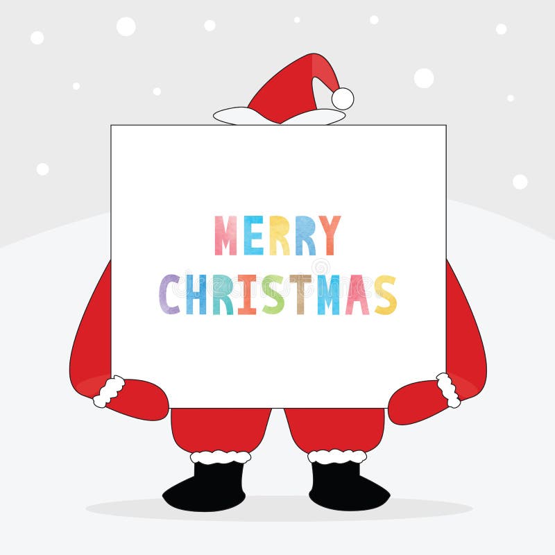Santa Claus with Merry Christmas Text Stock Illustration - Illustration ...