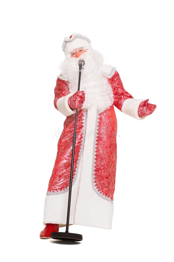 Santa Claus with a Microphone Stock Photo - Image of frost, christmas ...