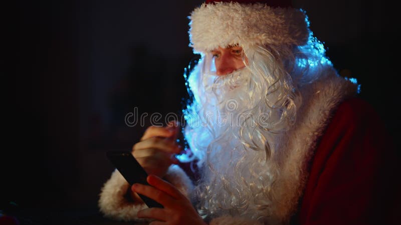 Santa Claus with Mobile Phone Stock Footage - Video of internet, online ...