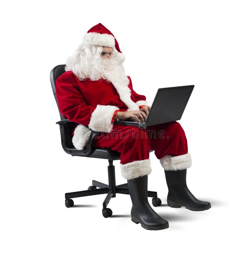 Santa Claus Moderna Con Il Computer Portatile Immagine Stock - Immagine ...