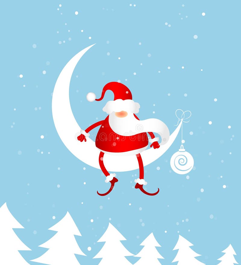 Santa claus on moon stock vector. Illustration of holiday - 32903848
