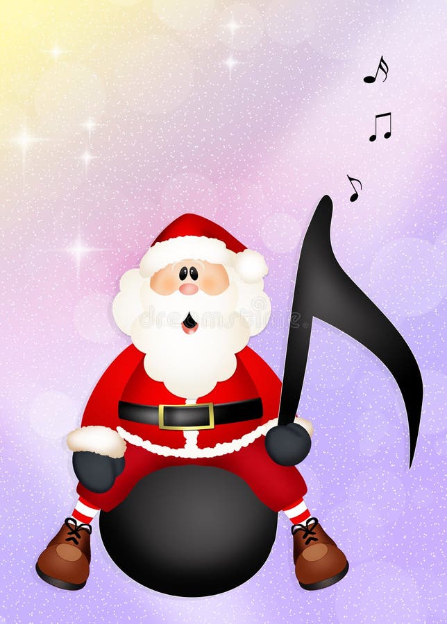Santa Claus on music note stock illustration. Illustration of karaoke ...