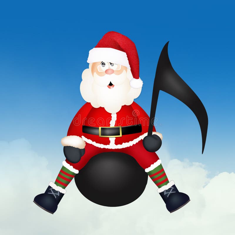 Santa Claus on Musical Note Stock Illustration - Illustration of ...
