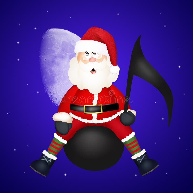 Santa Claus on Musical Note Stock Illustration - Illustration of santa ...