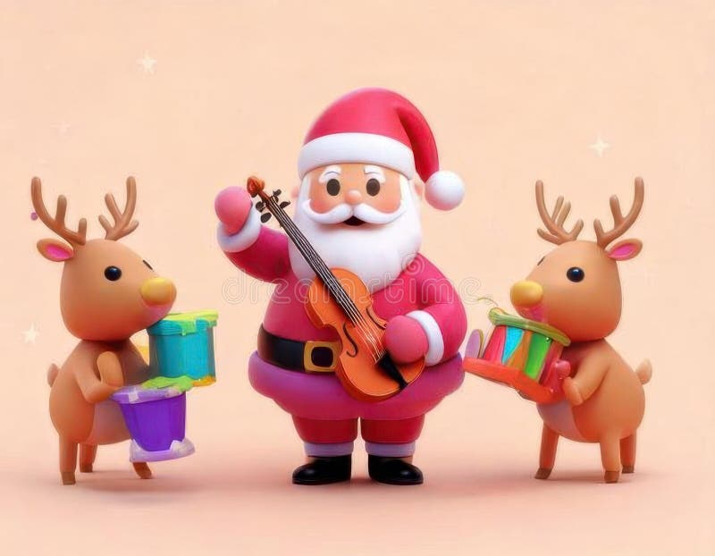 Santa Claus Musicians Playing Music at 14-11-2024 Stock Illustration ...