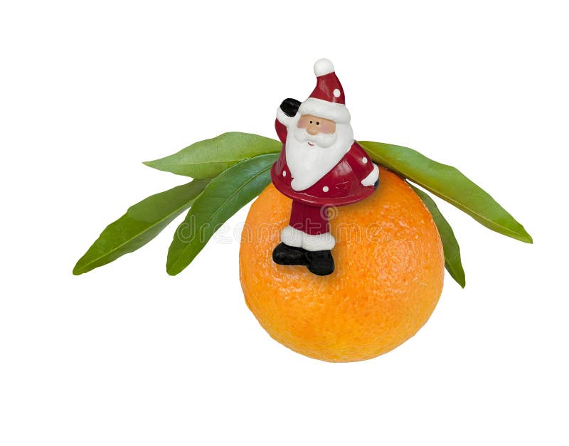 Santa Claus on Orange Mandarin Stock Photo - Image of christmas ...