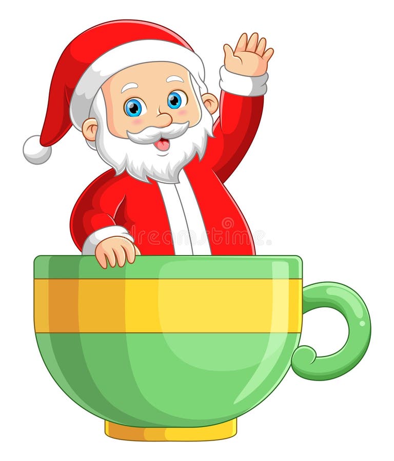Santa Claus Out on the Big Cup Stock Vector - Illustration of december ...