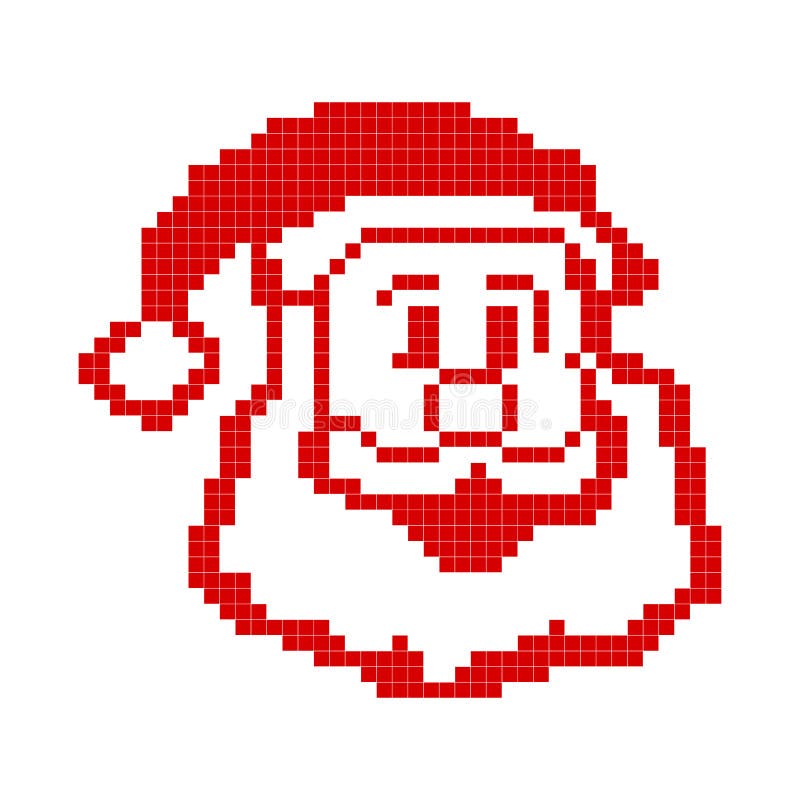 The Face of Santa Claus in Red is Drawn in Pixels. Design Suitable for ...