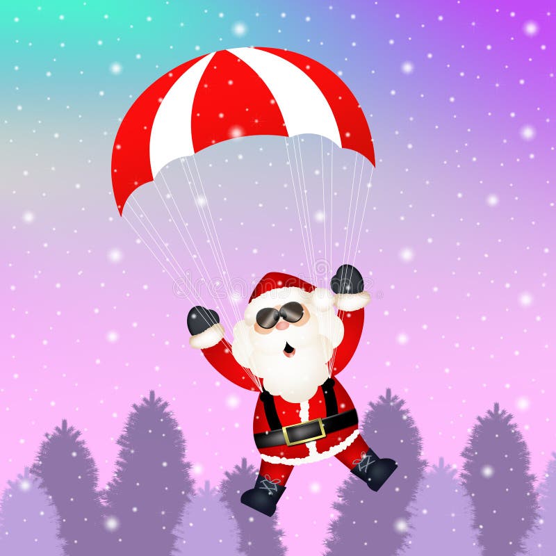 Santa Claus in Parachute stock vector. Illustration of christmas - 34986523