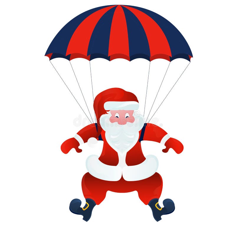 Santa Claus on a Parachute. Stock Vector - Illustration of decorative ...