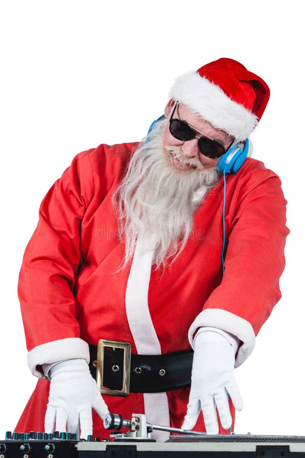 Santa claus playing a dj stock image. Image of headphones - 80253849