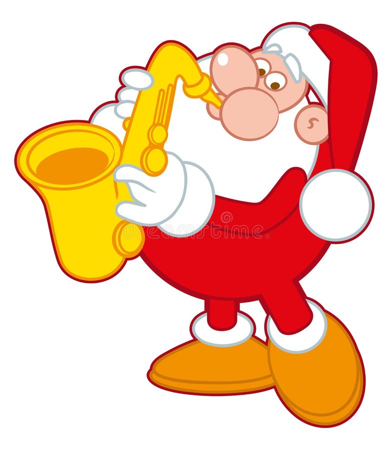 Santa Claus playing sax stock illustration. Illustration of saxophone ...