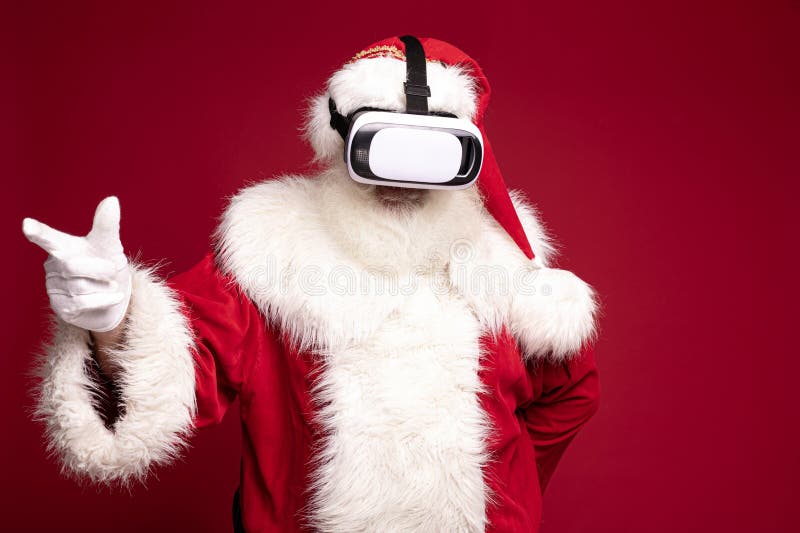 Santa Claus Playing on Vr Google Stock Image - Image of happy, father ...
