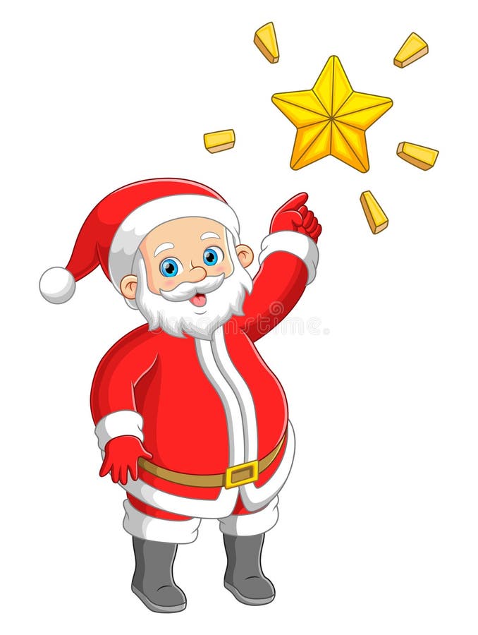 Santa Claus Pointing a Big Star Stock Vector - Illustration of mascot ...