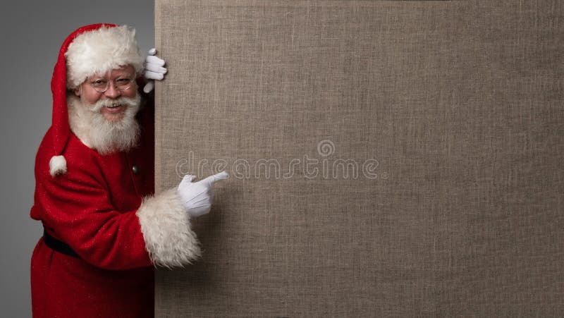 Santa Claus Pointing Fabric Billboard Stock Photo - Image of blank ...