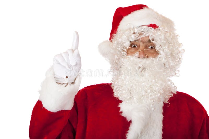 Santa Claus is Pointing with His Finger To the Top Stock Image - Image ...